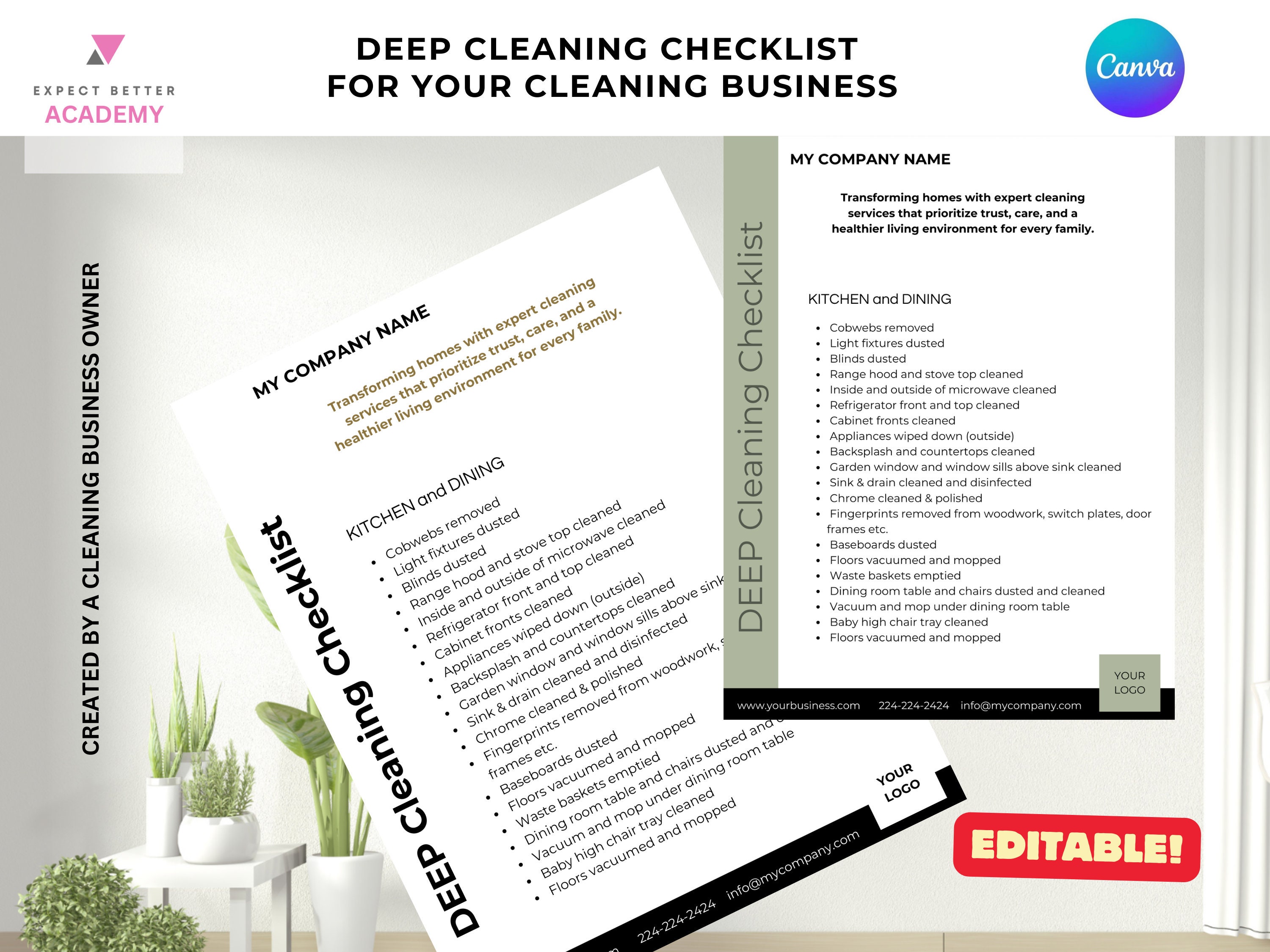 Professional Residential Deep Cleaning Checklist | Editable House Deep ...