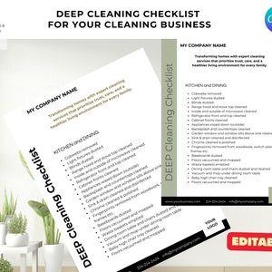 Professional Residential Deep Cleaning Checklist | Editable House Deep ...