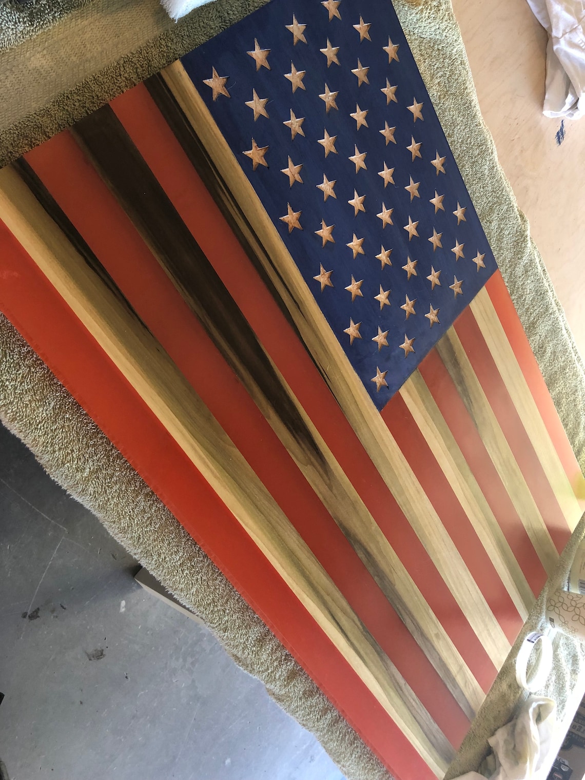 Epoxy and Hardwood American Flag Art - Etsy