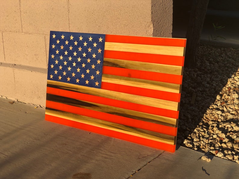Epoxy and Hardwood American Flag Art - Etsy