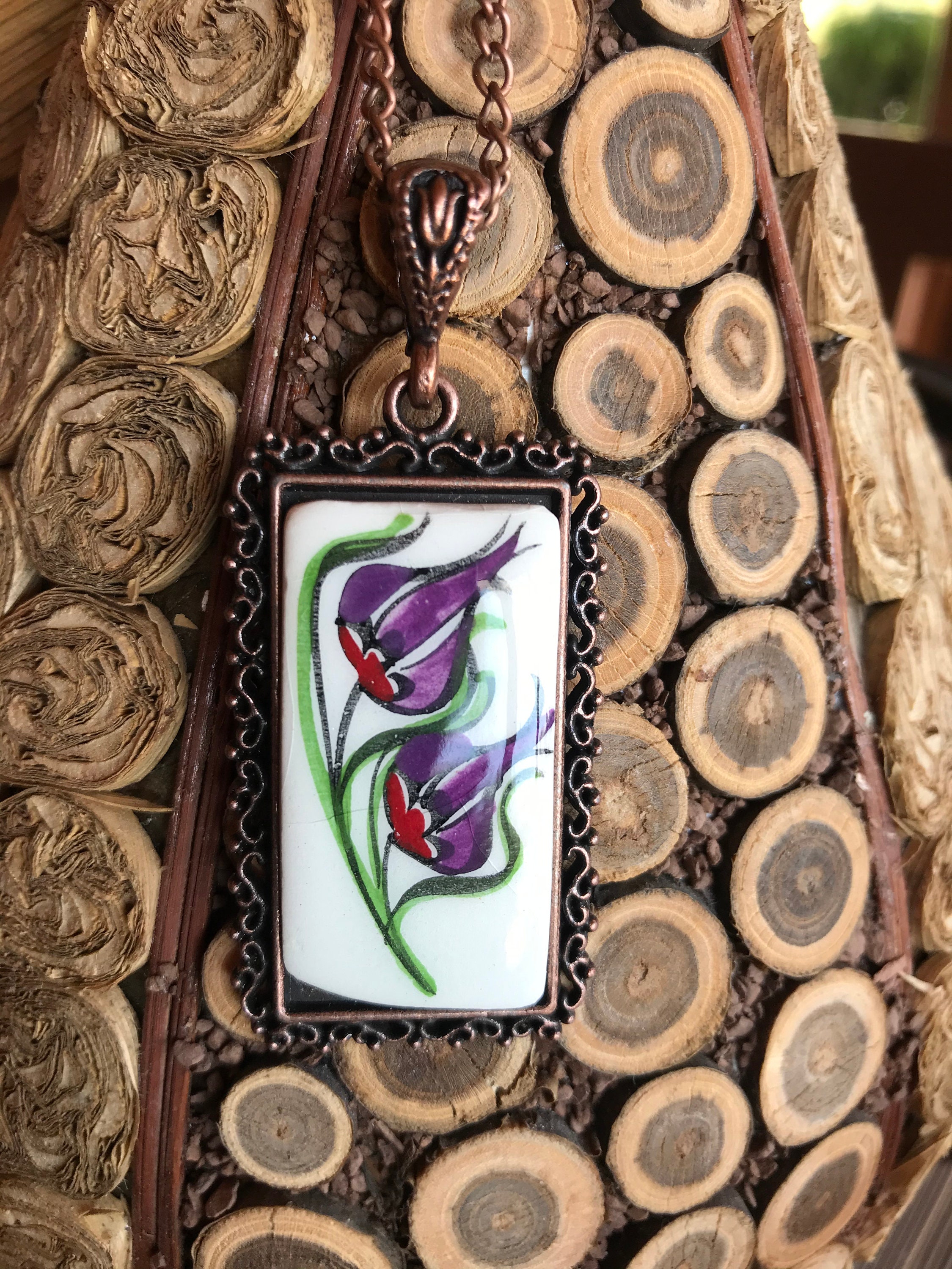 Floral Theme Locket Heart Shape Locket Red Flower Pendant - Etsy