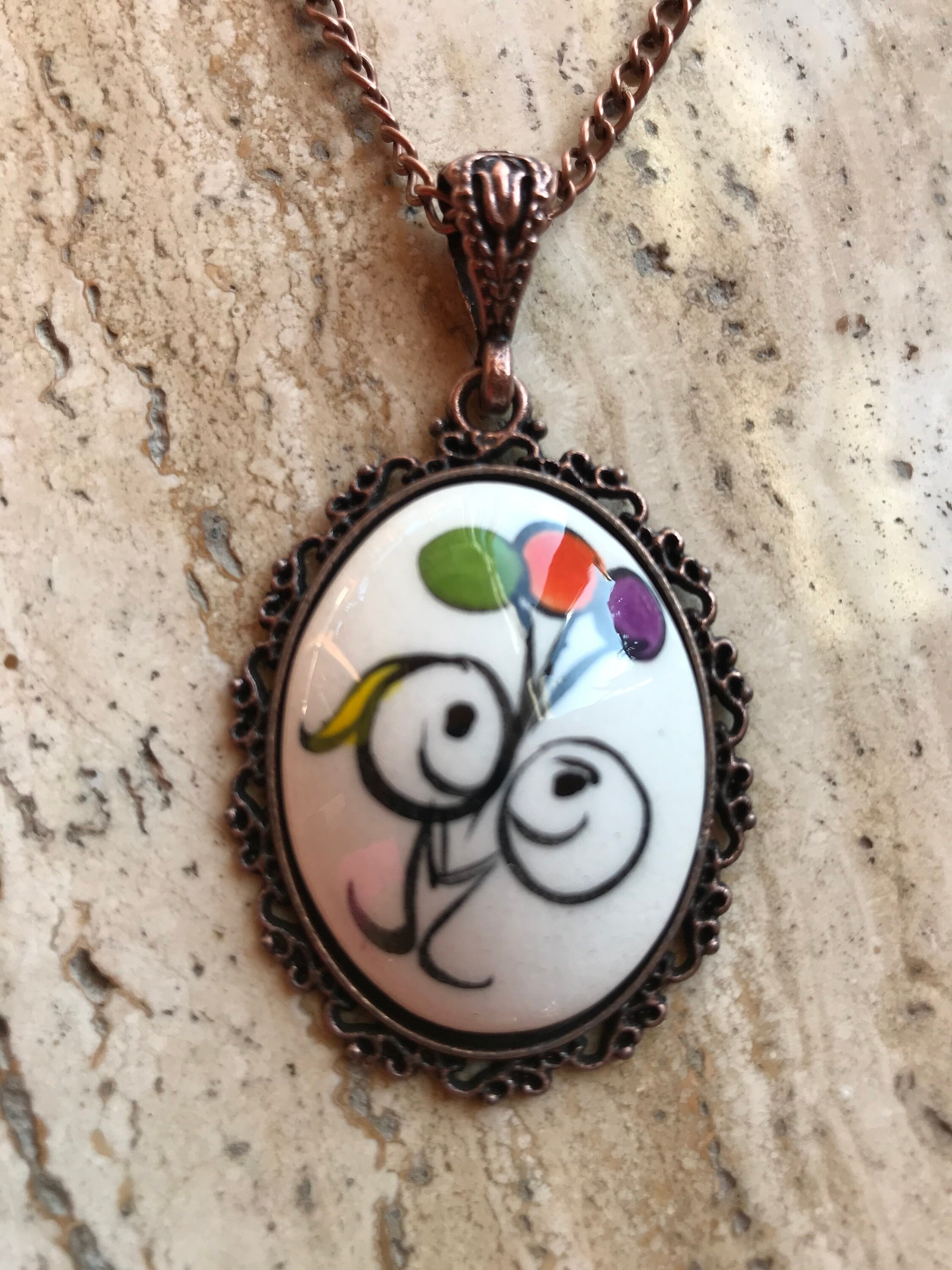 Handmade Cini Ceramic People Love Necklace Pendant Jewelry, Jewelry for ...