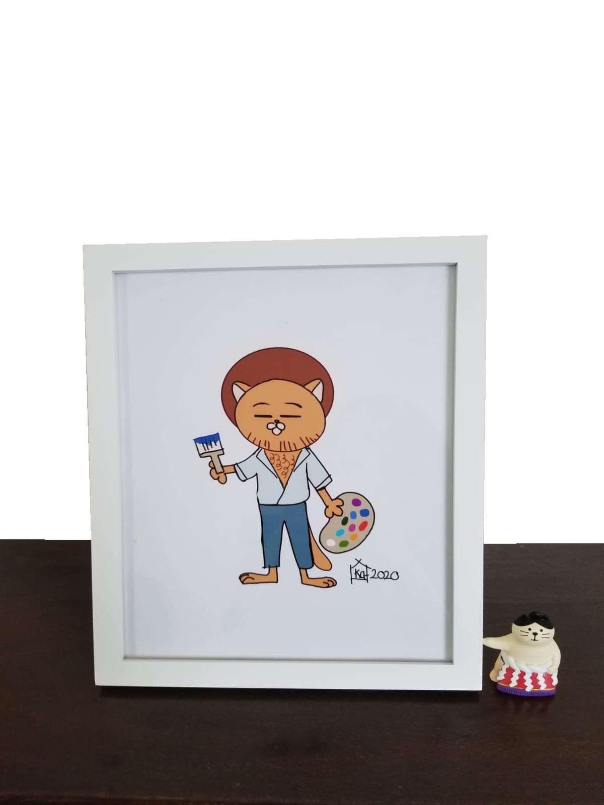 Bob Ross Cat Print - Etsy