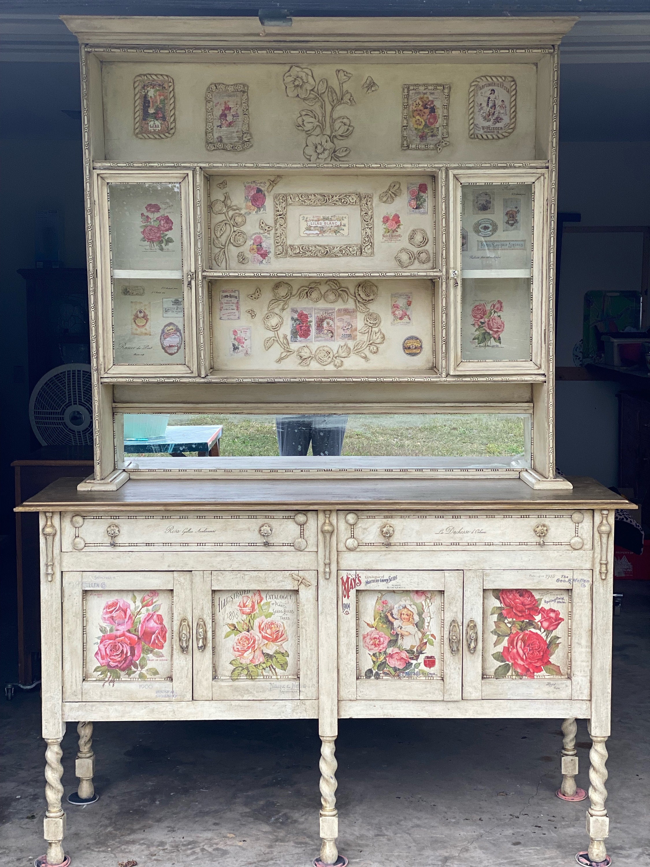 Antique English Welsh Kitchen Dresser Pewter Cupboard Vintage Hutch and ...