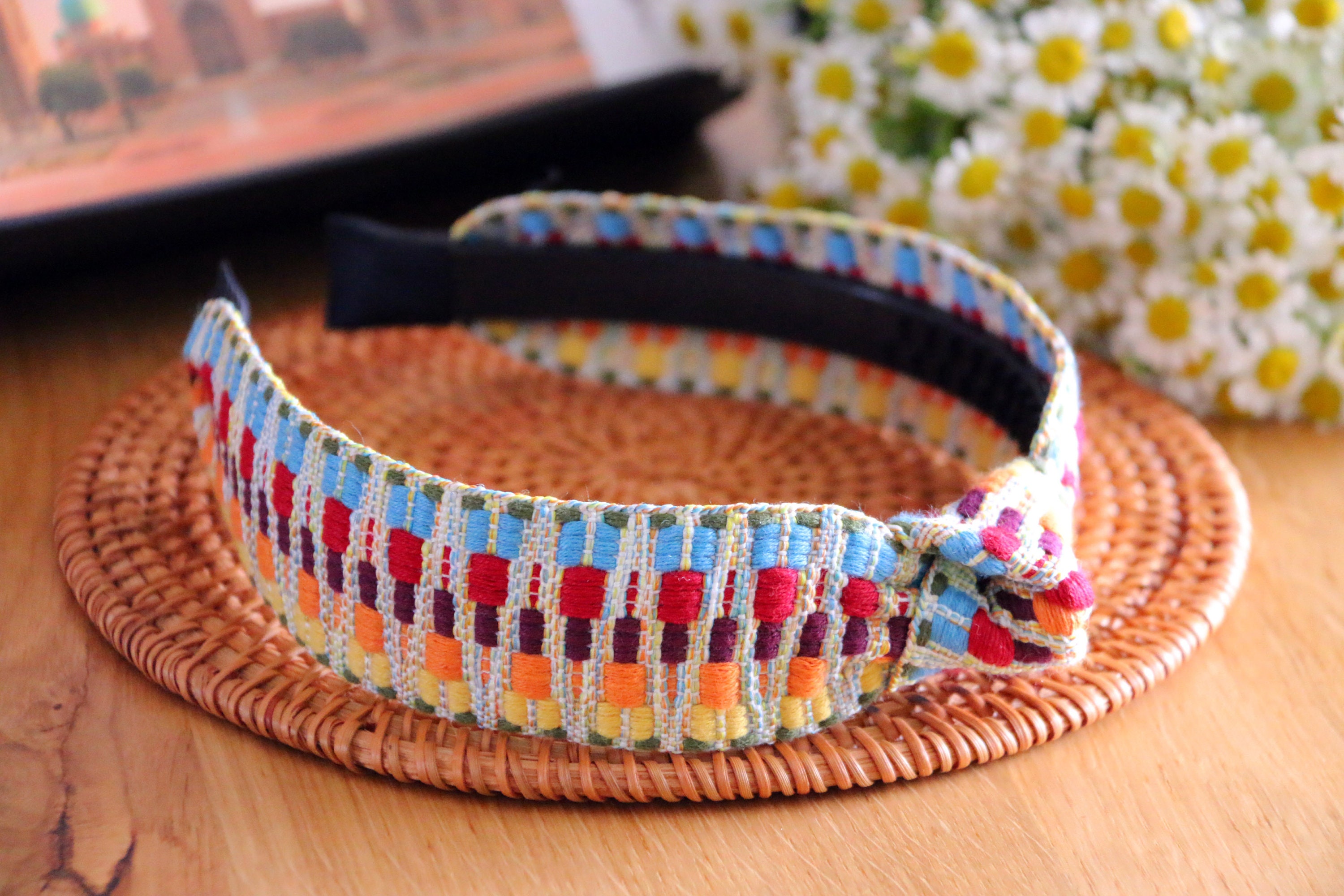 Narrow Headband With Small Knot,boho/gypsy Style Headband With Knot ...