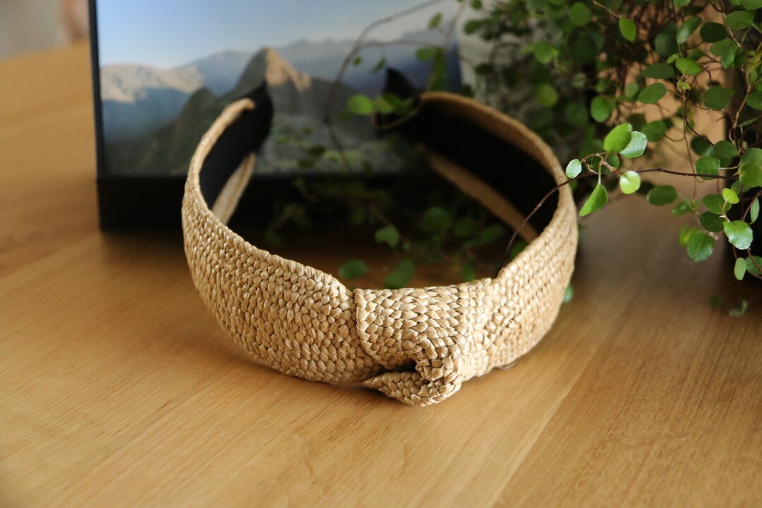 Top Knot Straw Weaving Headband, Raffia Knotted Headband, Straw Weaving ...