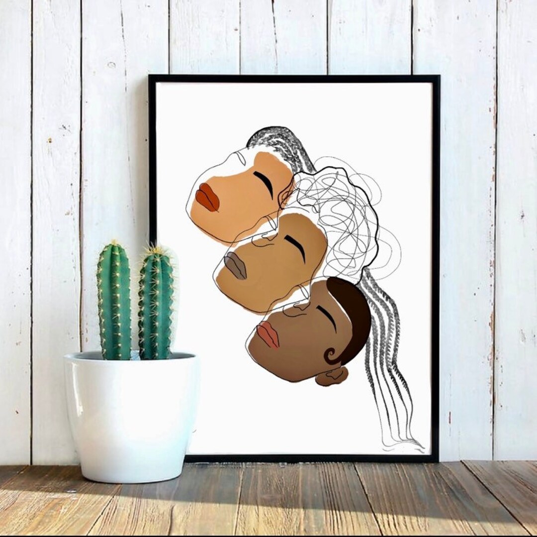 Black Girl Pride, Line Drawing Illustration Print Modern Art Decor ...