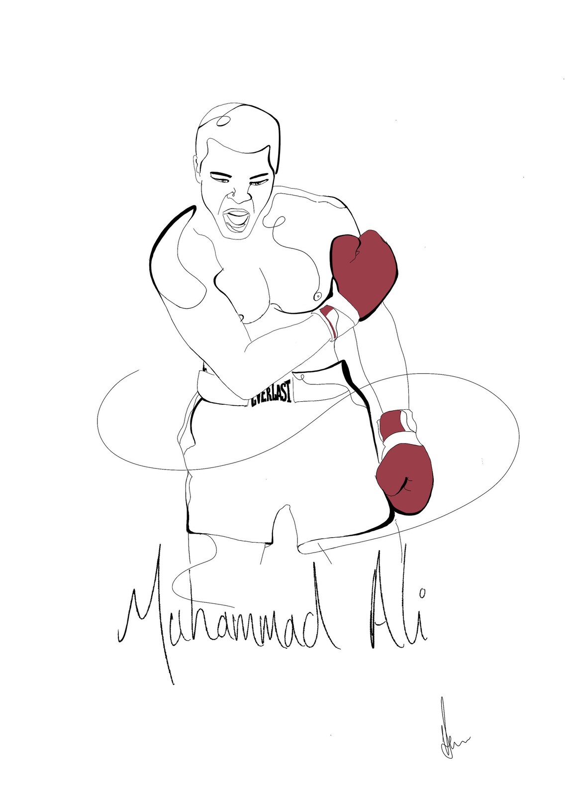 Muhammad Ali Icon Line Drawing Illustration Print Modern - Etsy