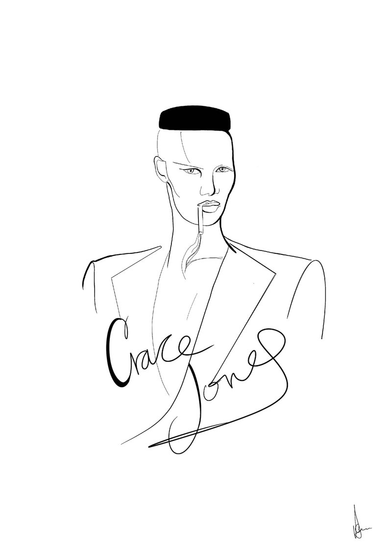 Grace Jones Line Drawing Print: Modern Minimalist Art - Etsy