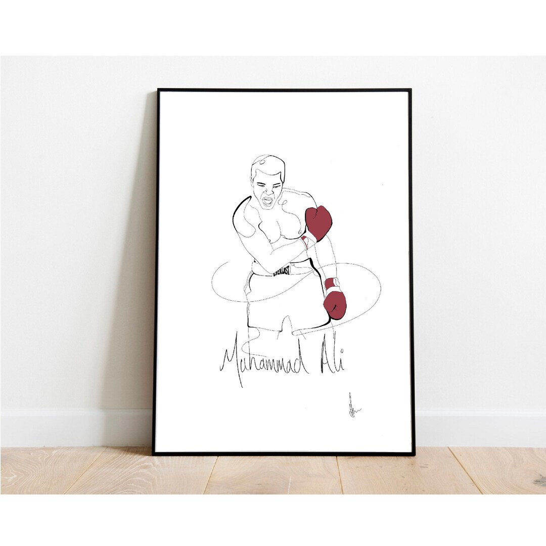 Muhammad Ali - Icon Line Drawing Illustration Print - Modern Art Decor ...