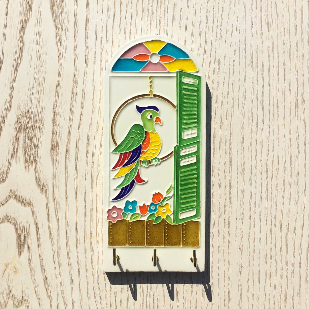 Creazioni Luciano, Wall Keychain / Key Holder PARROT, (cm 10 X 20) in ...