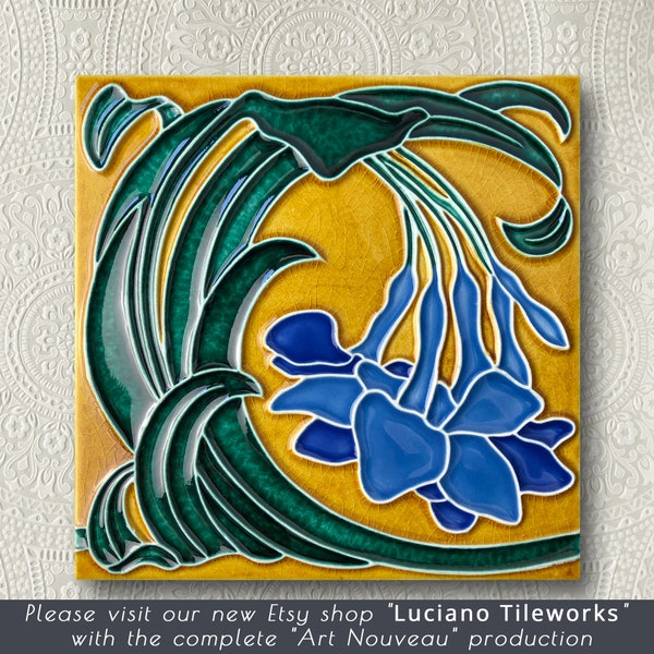 Blue Art Nouveau Tiles - Etsy