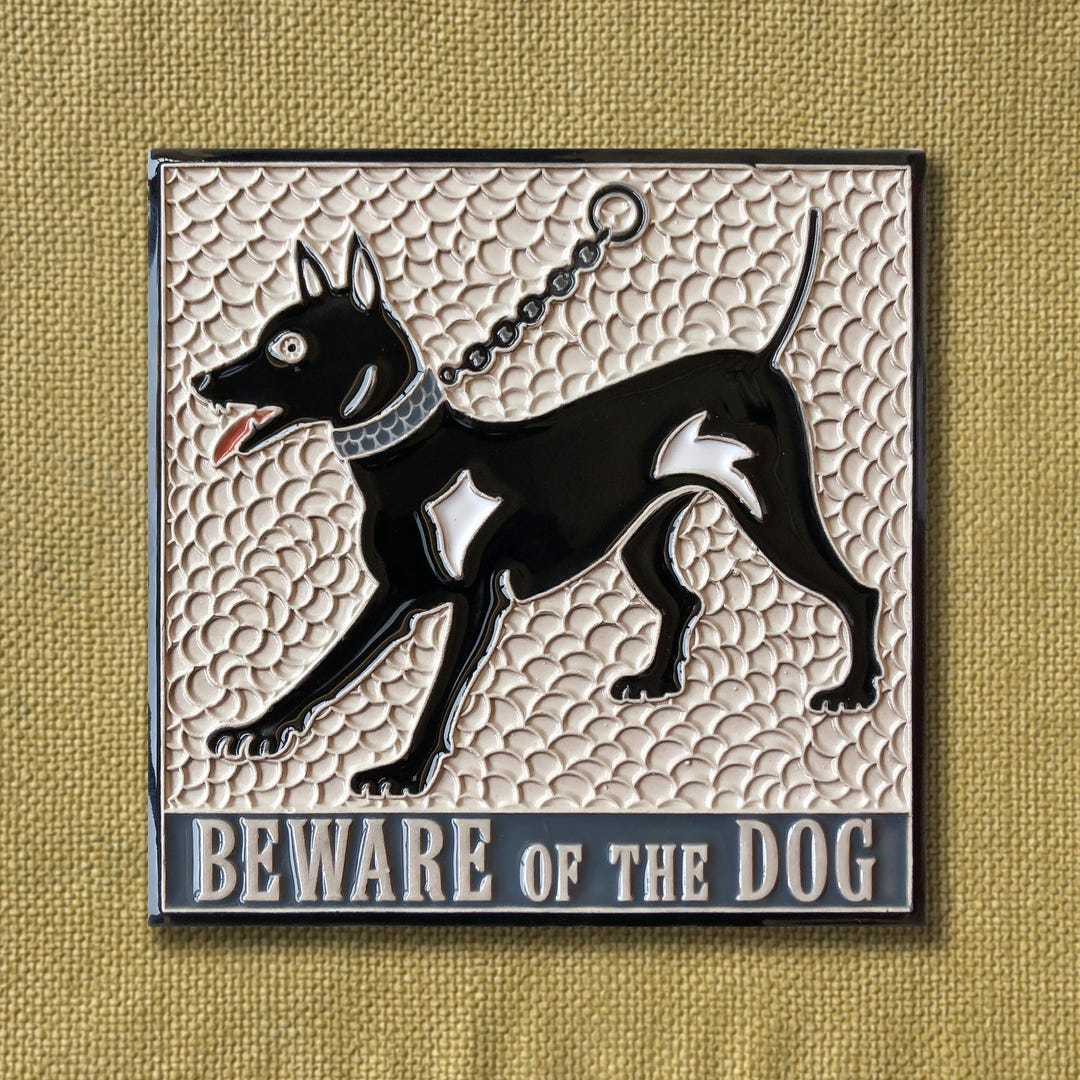Luciano Creations, "beware of the Dog" (cm 15x15) (6"x 6") in Relief ...