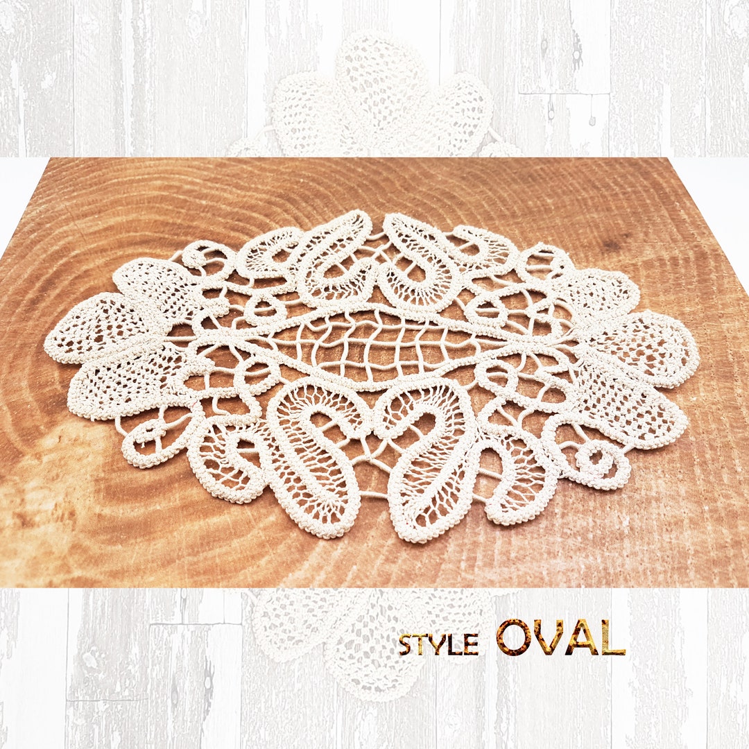 EMBROIDERY Point LACE Macrame Doily CROCHET Off-white, Embelishment ...