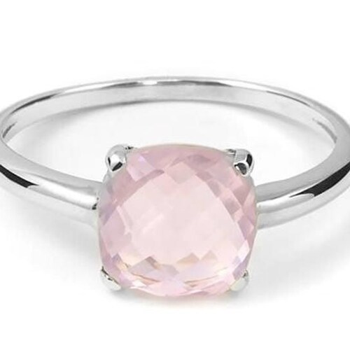 Pink Quartz Ring White Gold Engagement Ring for Women Pink | Etsy