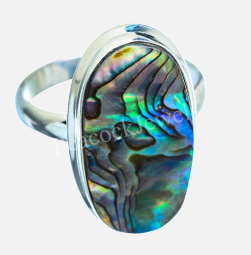 Abalone Shell Ring Natural Abalone Shell Engagement Ring - Etsy