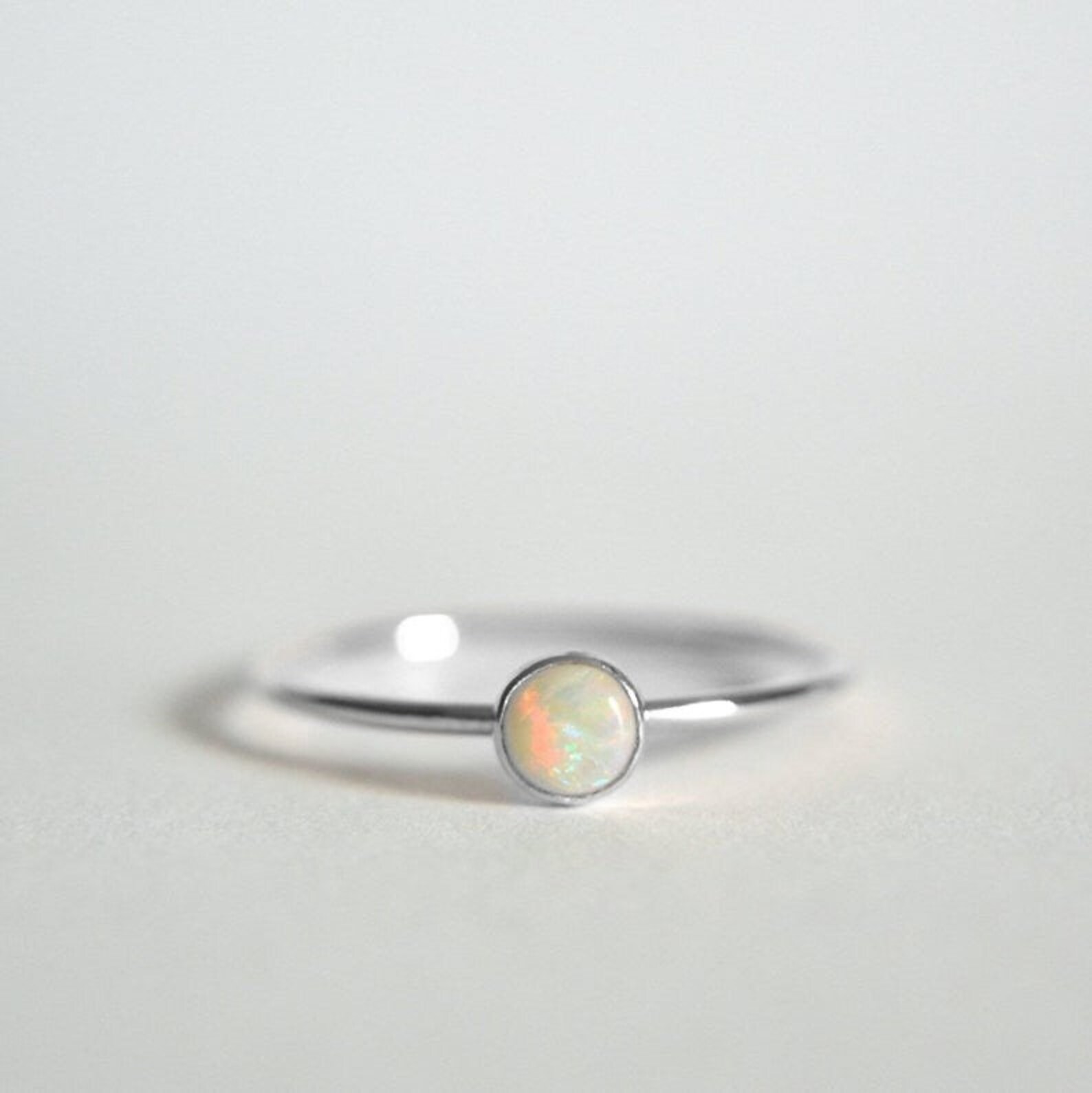 Natural Opal Ring 925 Sterling Silver Round Opal Gemstone | Etsy