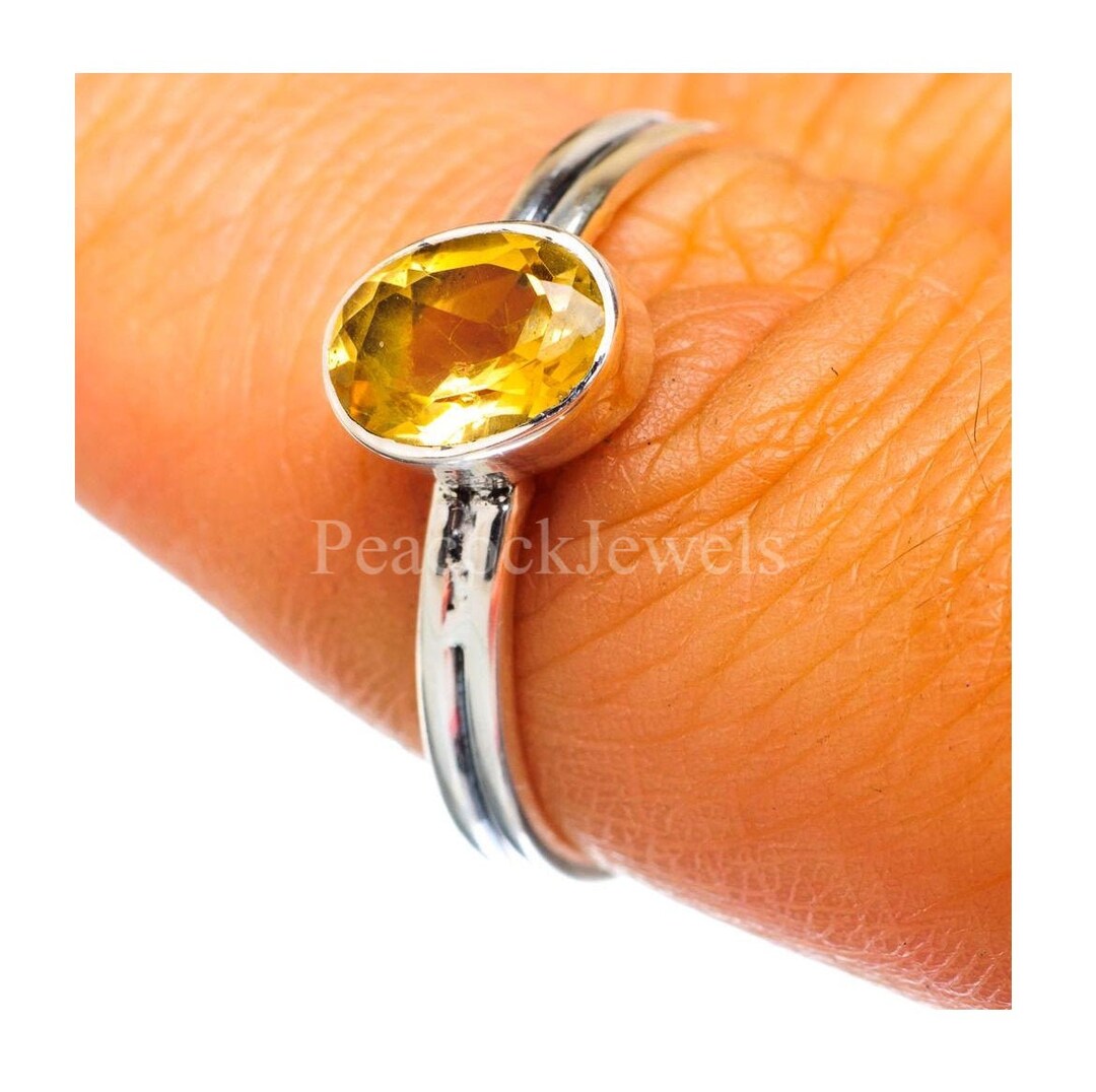 Citrine Silver Ring Oval Silver Ring Natural Stone Ring - Etsy