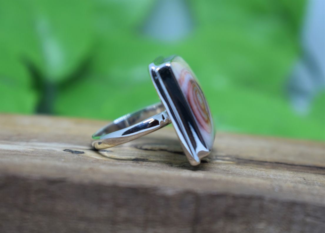 Crazy Lace Agate Ring Simple Band Ring Square Shape Gemstone | Etsy