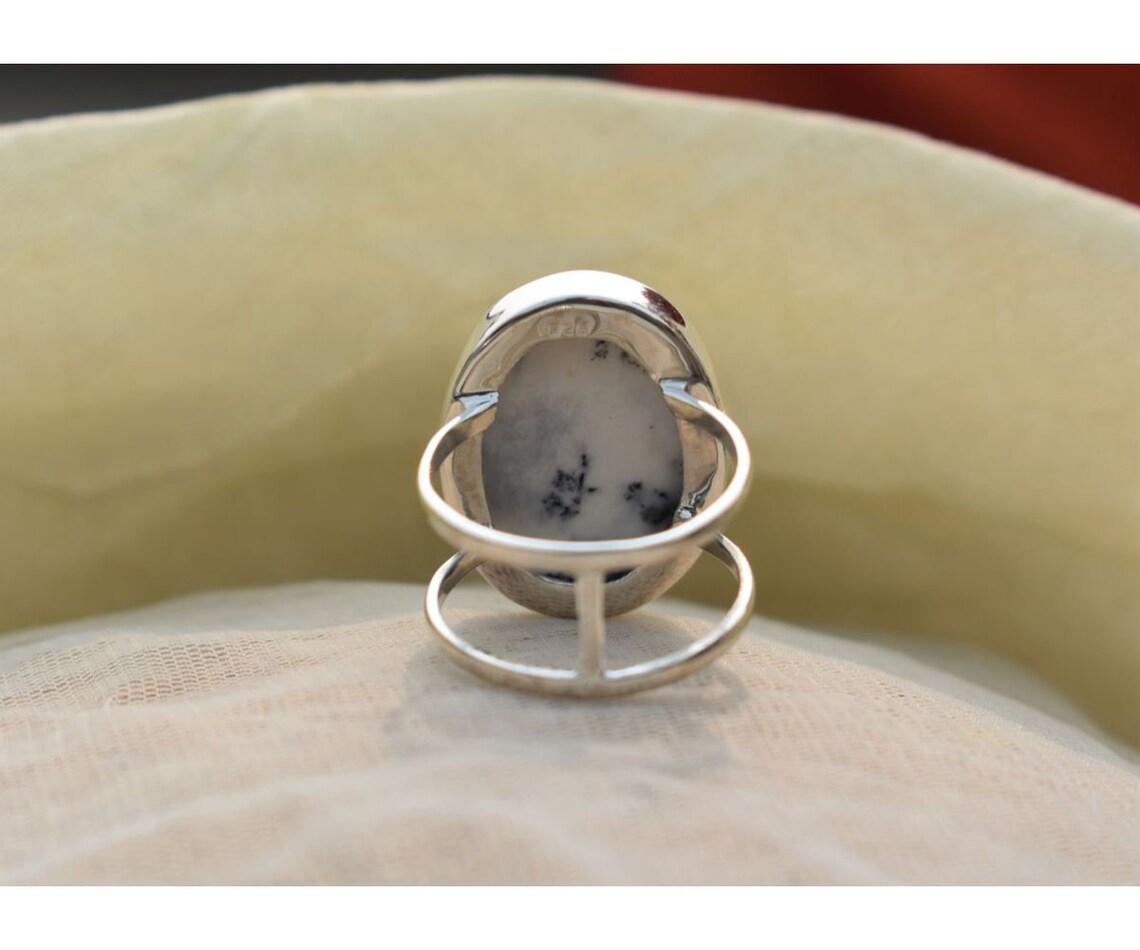 Dendritic Opal Silver Ring Dendritic Agate Ring Natural | Etsy