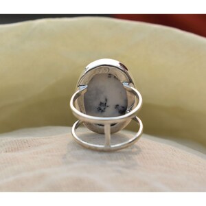 Dendritic Opal Silver Ring, Dendritic Agate Ring, Natural Stone Ring, Bezel Setting, Oval Ring ...