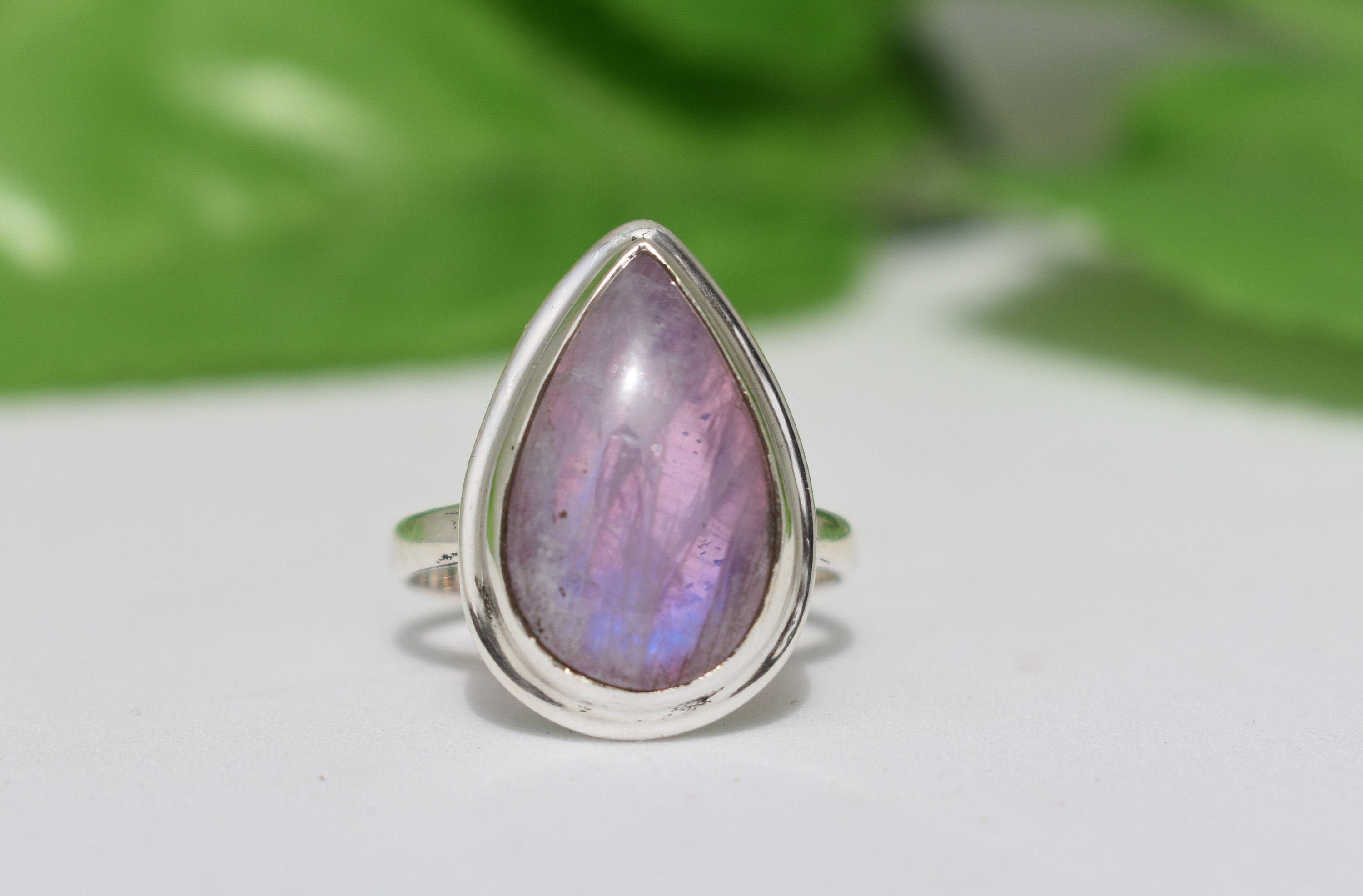 Pear Pink Moonstone Ring Natural Pink Moonstone Pear - Etsy