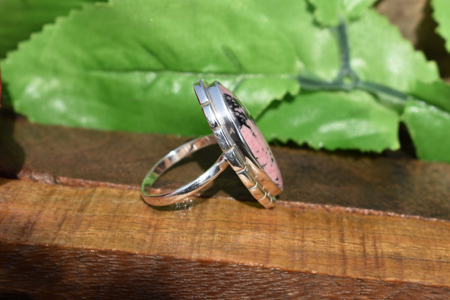 Womens Rhodonite Ring Natural Gemstone Ring Marquise - Etsy