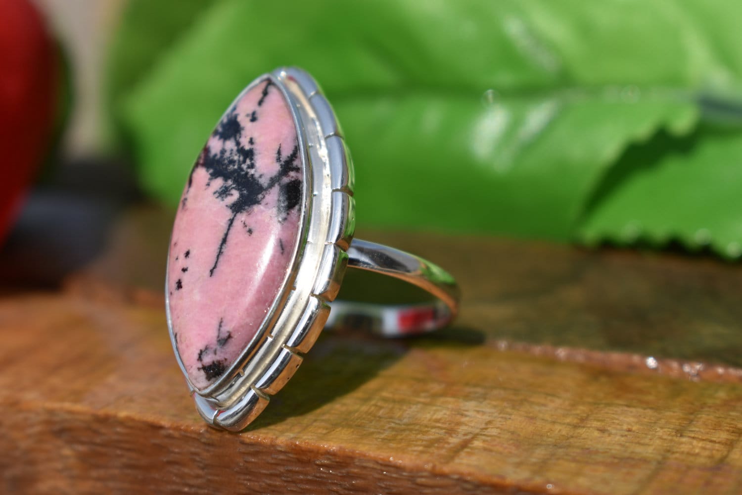 Womens Rhodonite Ring Natural Gemstone Ring Marquise - Etsy