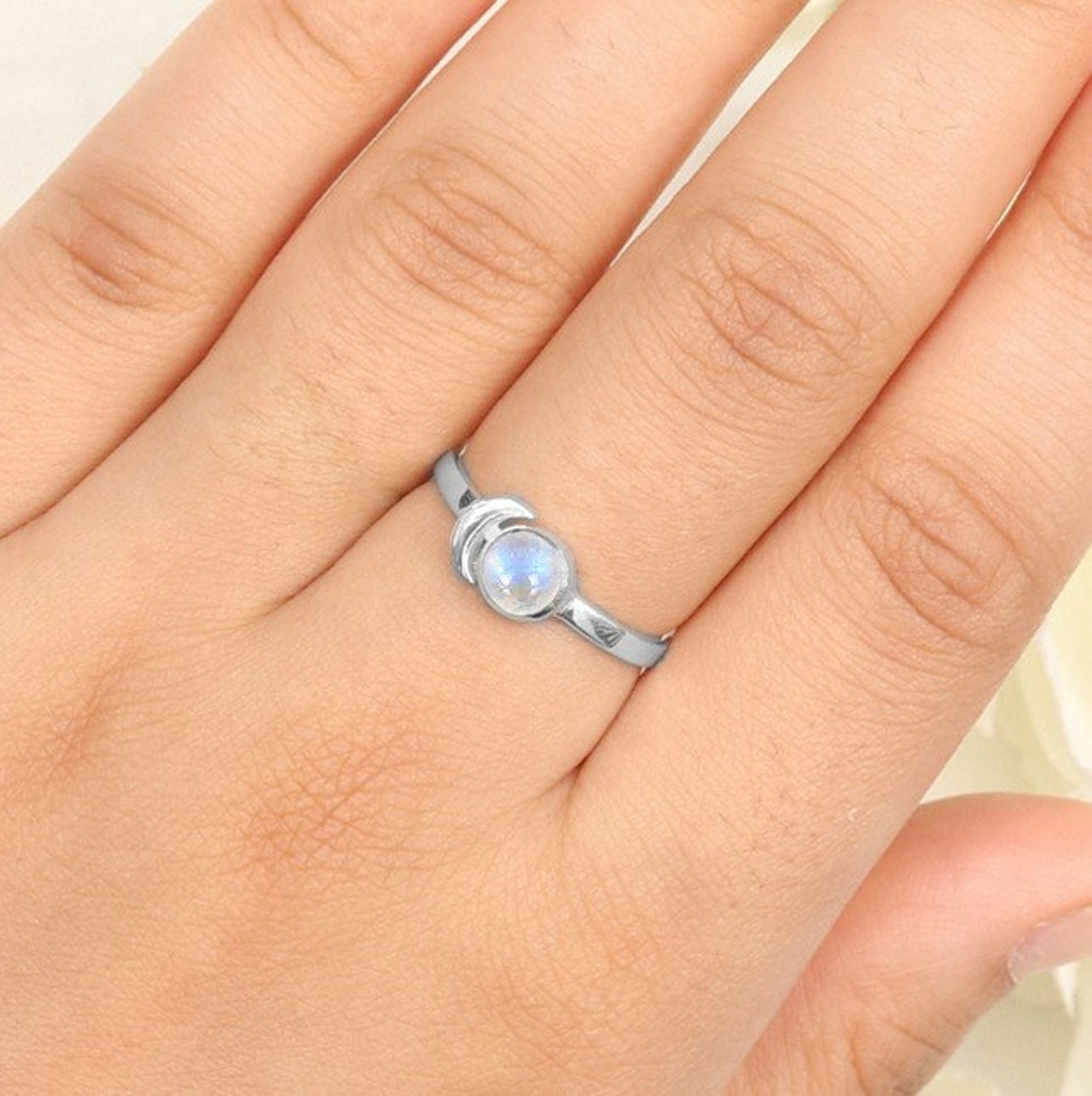 Boho Moonstone Ring, Handcrafted Silver Ring, Silver Bohemian Ring ...
