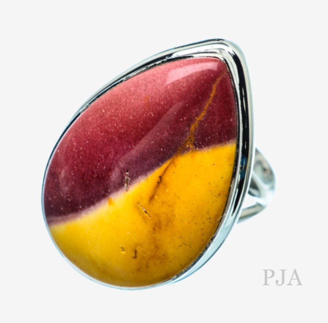 Simple Mookaite Ring Pear Stone Ring Split Band Ring - Etsy