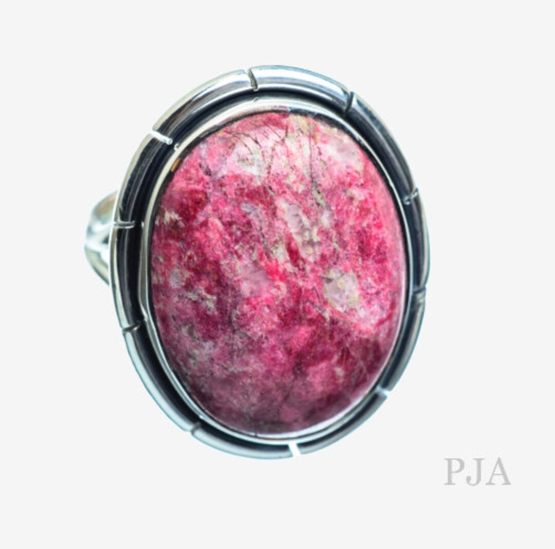 Handmade Thulite Ring, Oval Gemstone Ring, Oval Ring, Artisan Ring ...