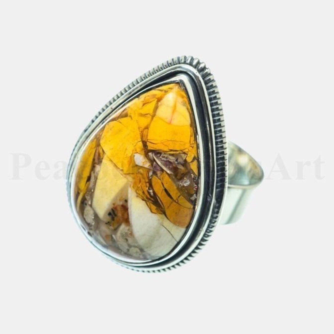 Brecciated Mookaite Ring, Sterling Silver Ring, Pear Gemstone, Simple ...