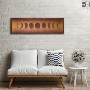 Rustic Wooden Moon Phases Wall Art – Handcrafted Boho Lunar Decoration for Living Room, Bedroom ...