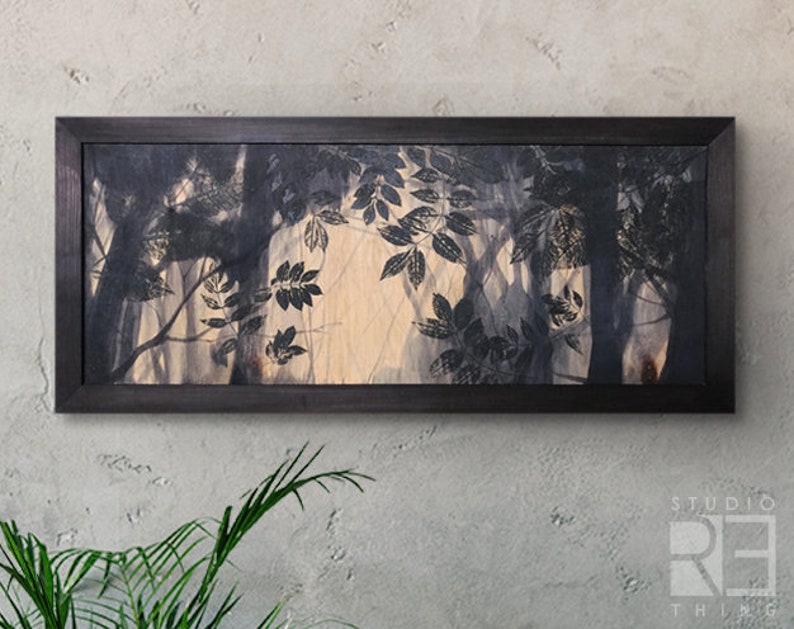 Hand painted forest wall art. Wooden wall decor | Etsy