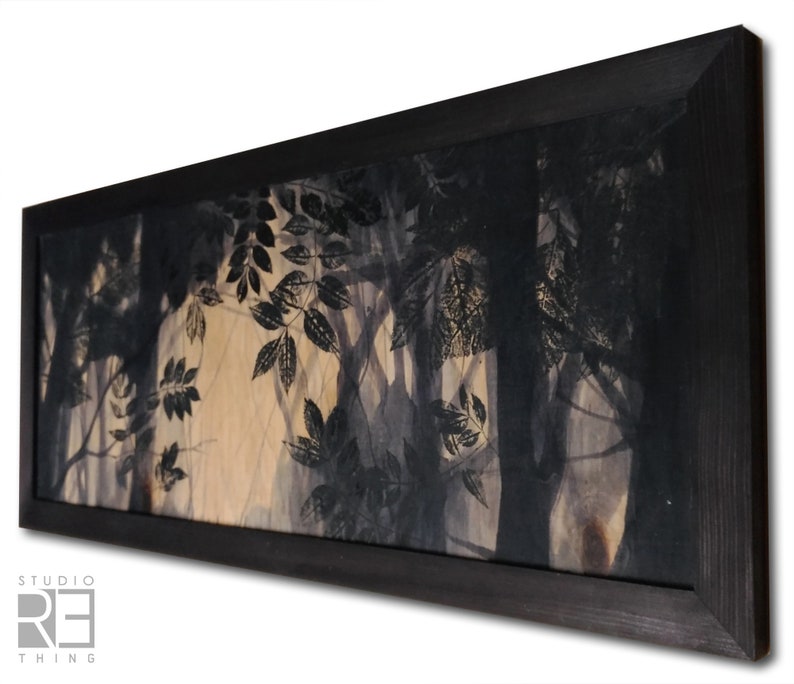 Hand painted forest wall art. Wooden wall decor | Etsy