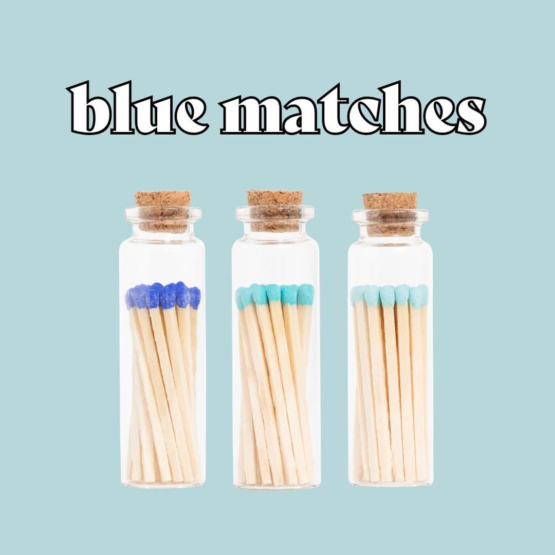 Blue Matches | Matchstick Jar | Match Striker | Match Holder | 20 ...