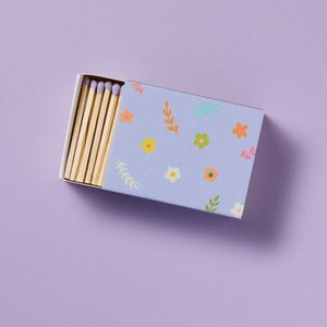 Lavender Blossom Illustrated Matchbox With Lavender Purple Wooden ...