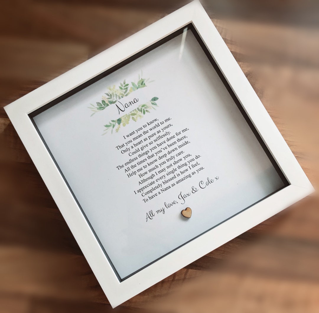 Nan Personalised Poem Frame . Grandma Poem Frame. Personalised Gift for ...