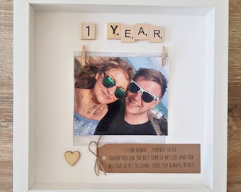 Personalised First Anniversary Frame. 1 Year Anniversary Gift. | Etsy UK