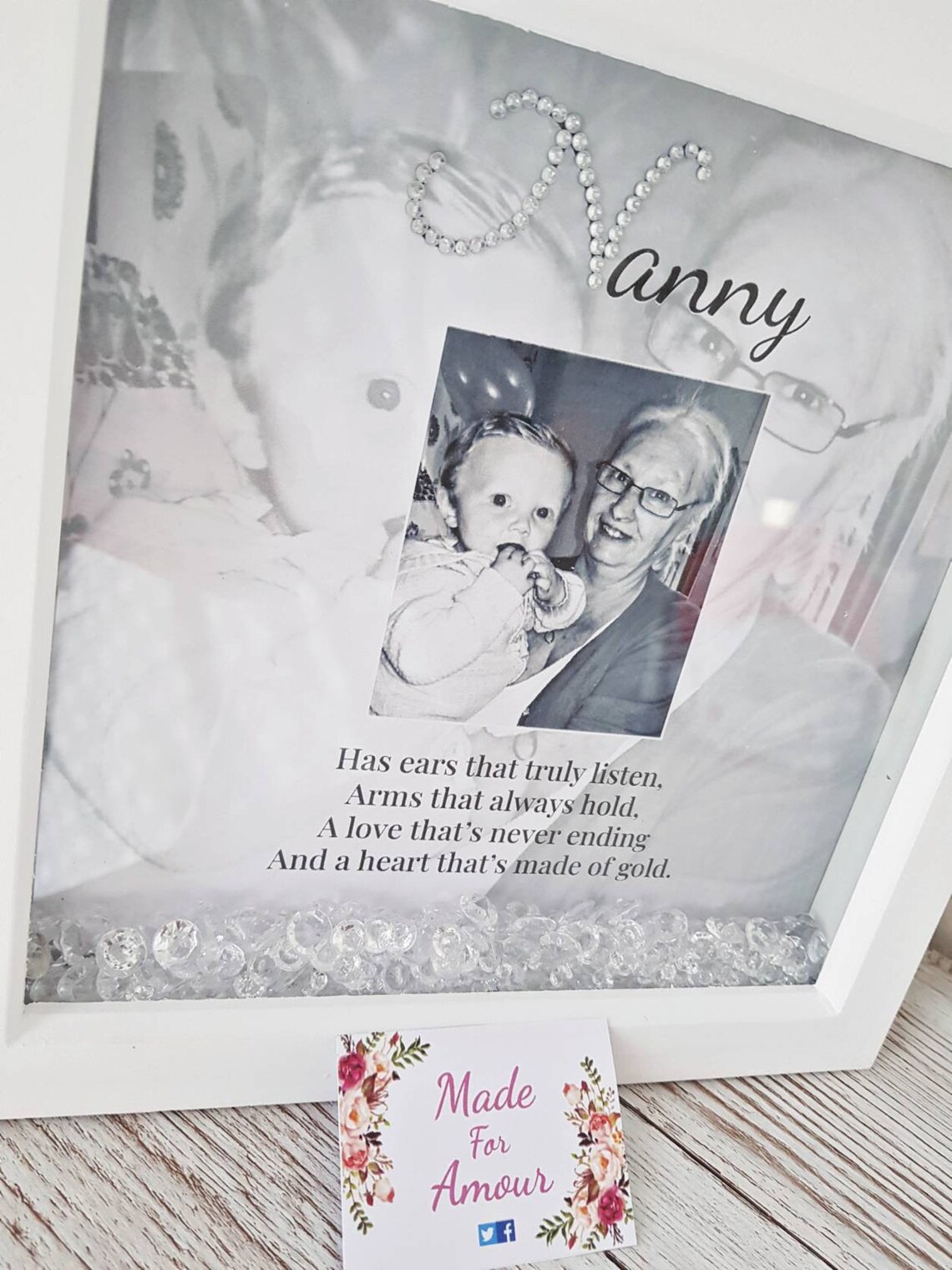 Personalised Nanny Photo Frame With Crystals. Nan Photo Gift. - Etsy UK
