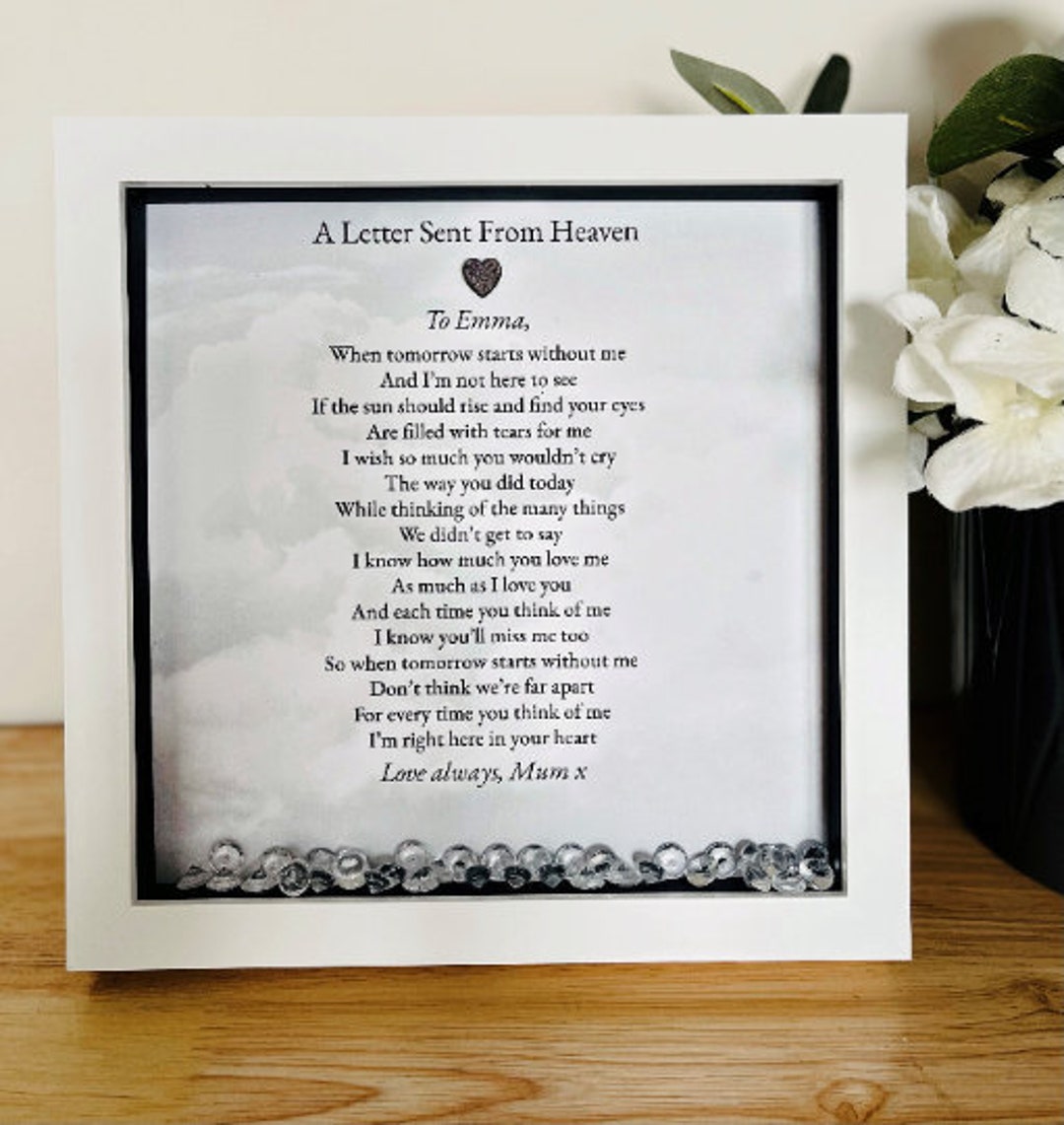 Personalised A Letter From Heaven Gift. Remembrance Frame. in Memory ...