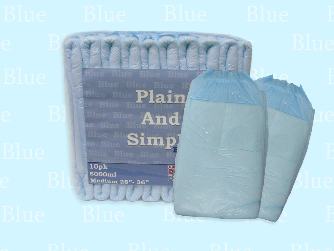 M - XL 2 Pack Plain and Simple Blue 6000ml, Adult Diaper NAPPY ...