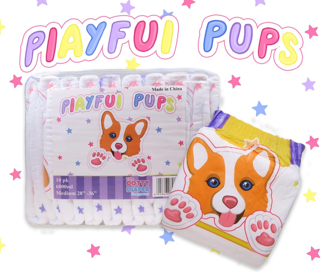M - XL Playful Pups 6000ml, Adult Diaper NAPPY Incontinence, ABDL - Etsy