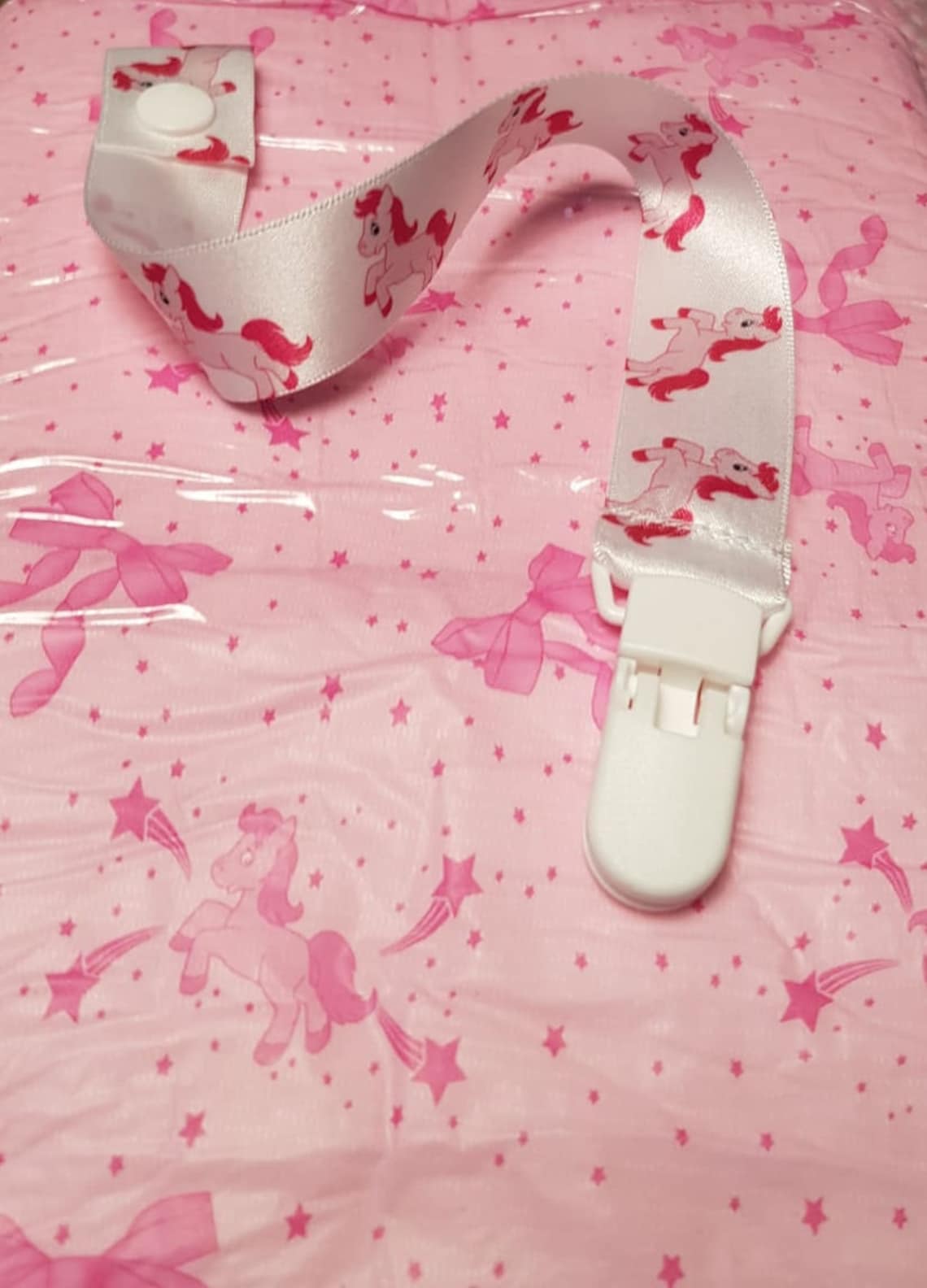 Adult Pacifier Clip Single Sided Dotty the Pony Pink - Etsy