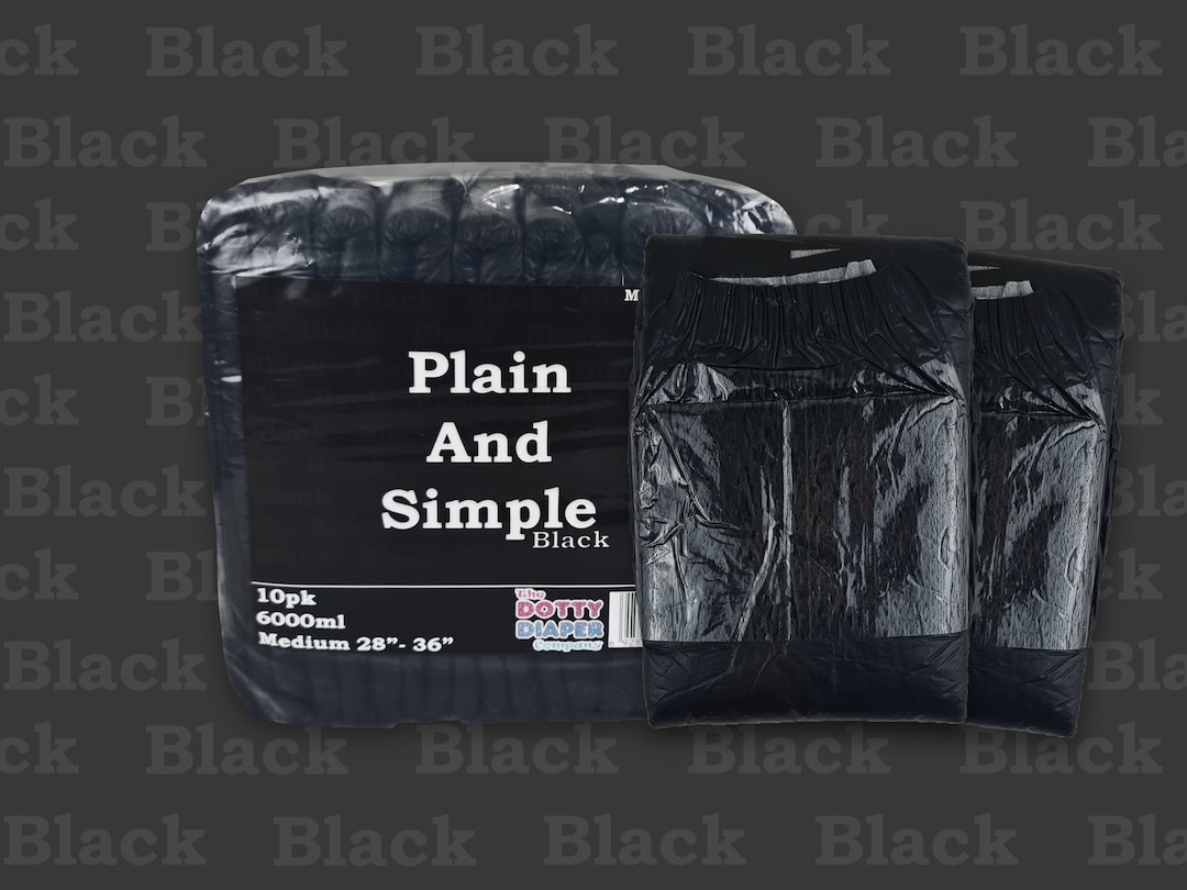 M - XL 2 Pack Plain and Simple Black 6000ml, Adult Diaper NAPPY ...