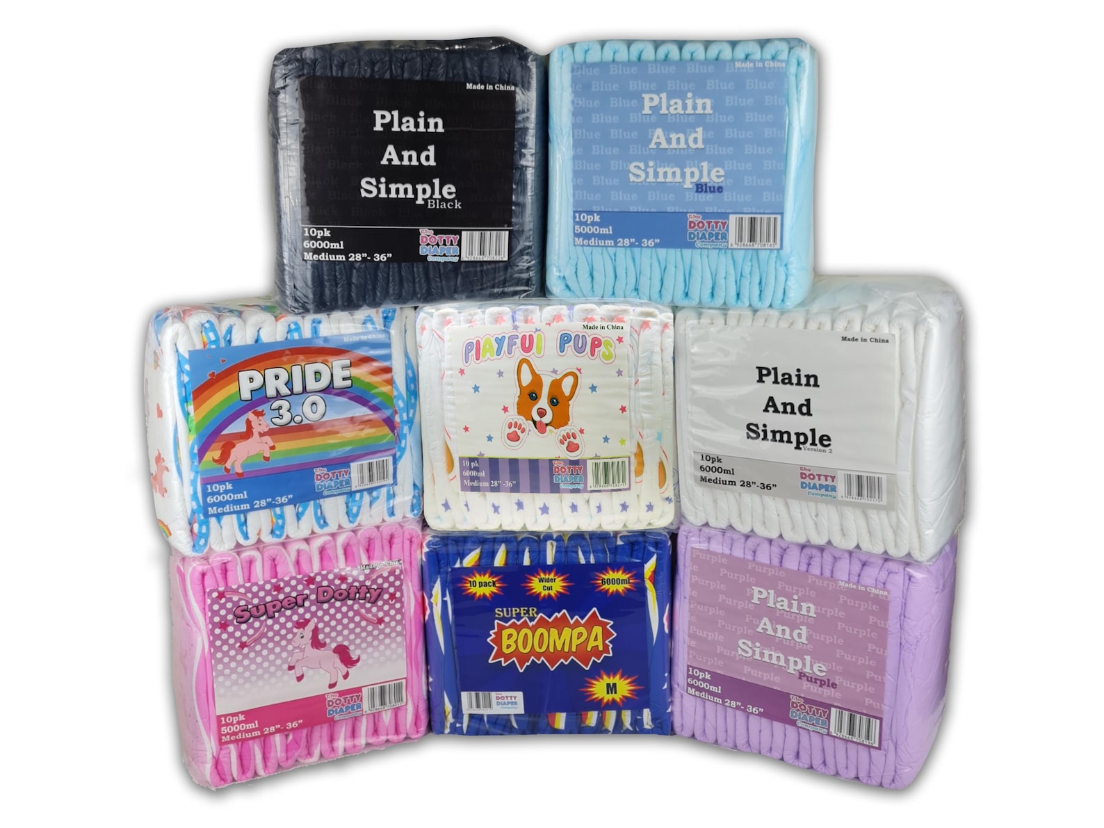 M - XL Sample Pack 8 Diapers Adult Diaper NAPPY Incontinence ABDL ...