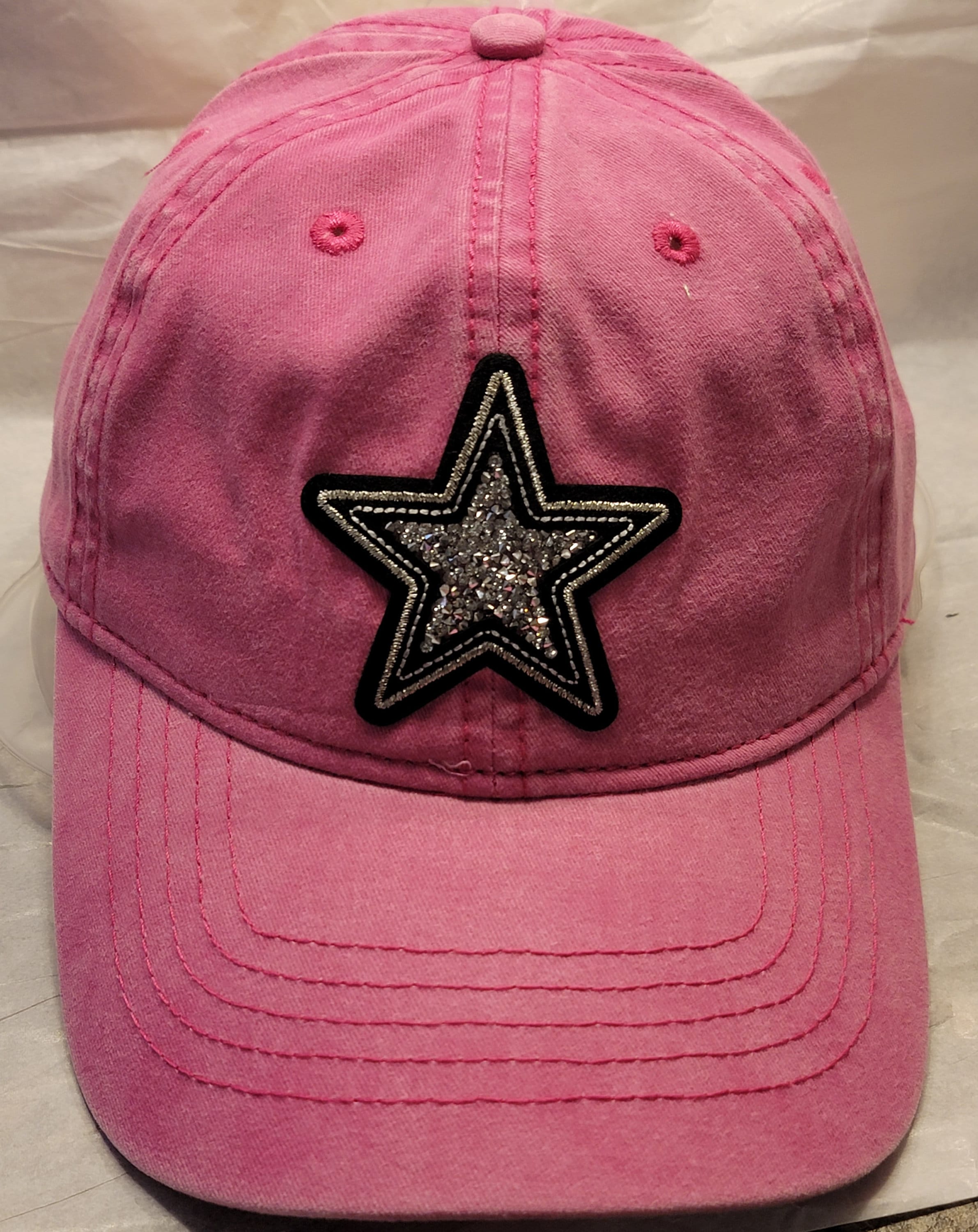 Sparkly Star Black and Silver Embroidered Patch on Bright Pink Color ...