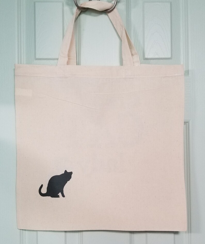 Tote Bag Crazy Cat Lady With Paw Print Lightweight Cotton Back Side ...