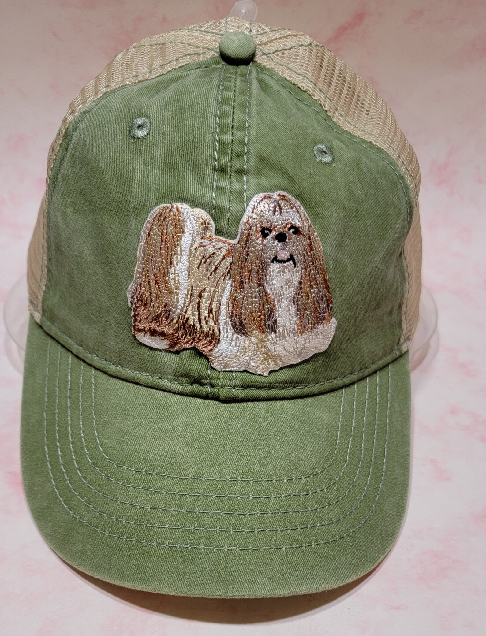 Shih Tzu Dog Tan and White Embroidered Patch on Terrace Green Color ...