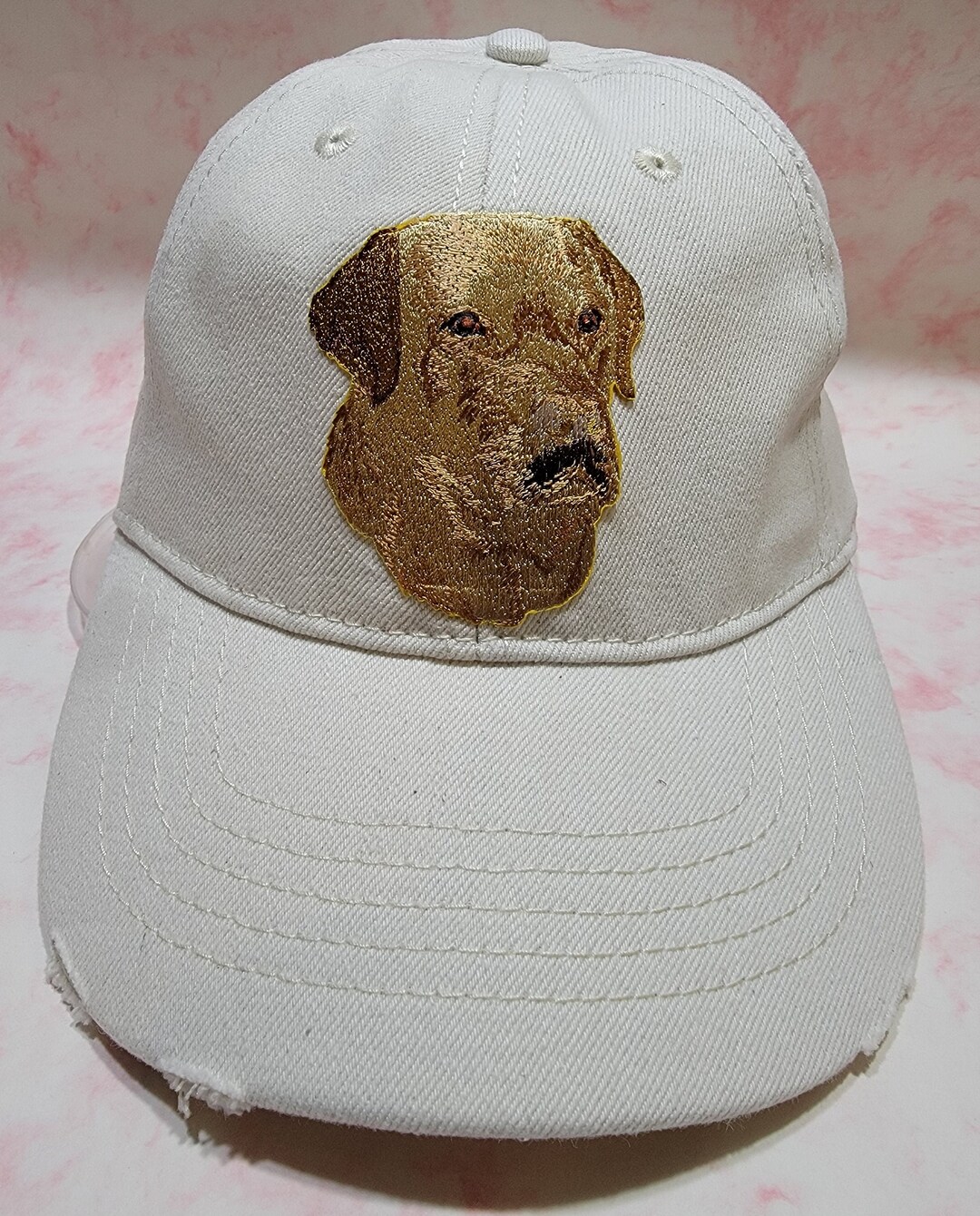 Yellow Labrador Dog Portrait Embroidered Patch on Distressed Bleach ...
